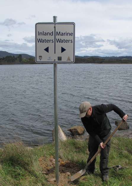 Seaward Limit Sign installed on the Mersey River