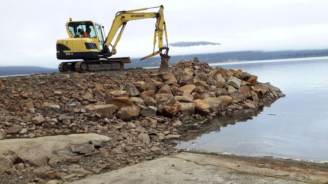 Repairs to Woods Lake break wall